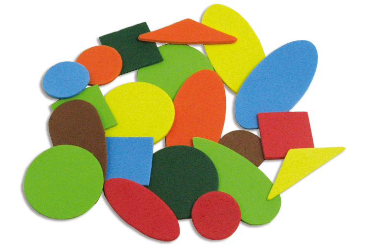 Set de 200 formes géométriques en caoutchouc souple, couleurs assorties