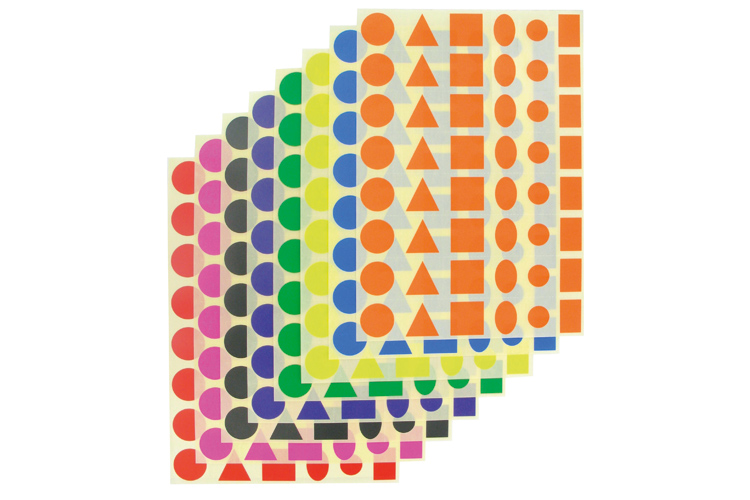 Set de 960 gommettes couleurs et formes géométriques assorties