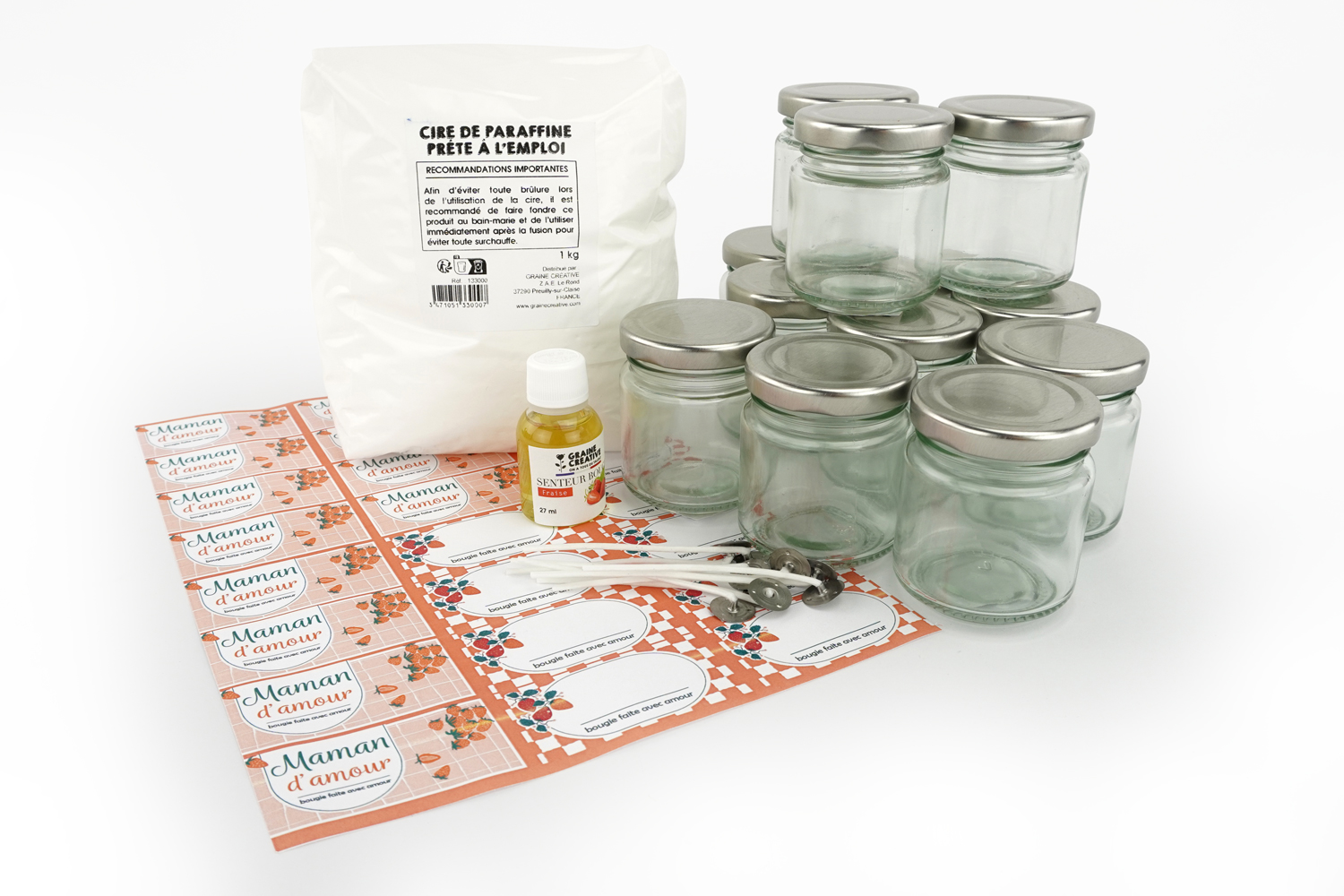 Kit bougies à la fraise - 12 bougies - Livres Bougies