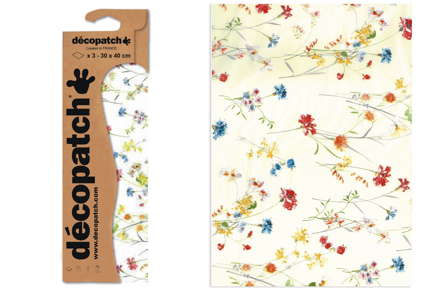 Papier Décopatch fleurs - 3 feuilles N°851 - Papiers Décopatch - 10 Doigts