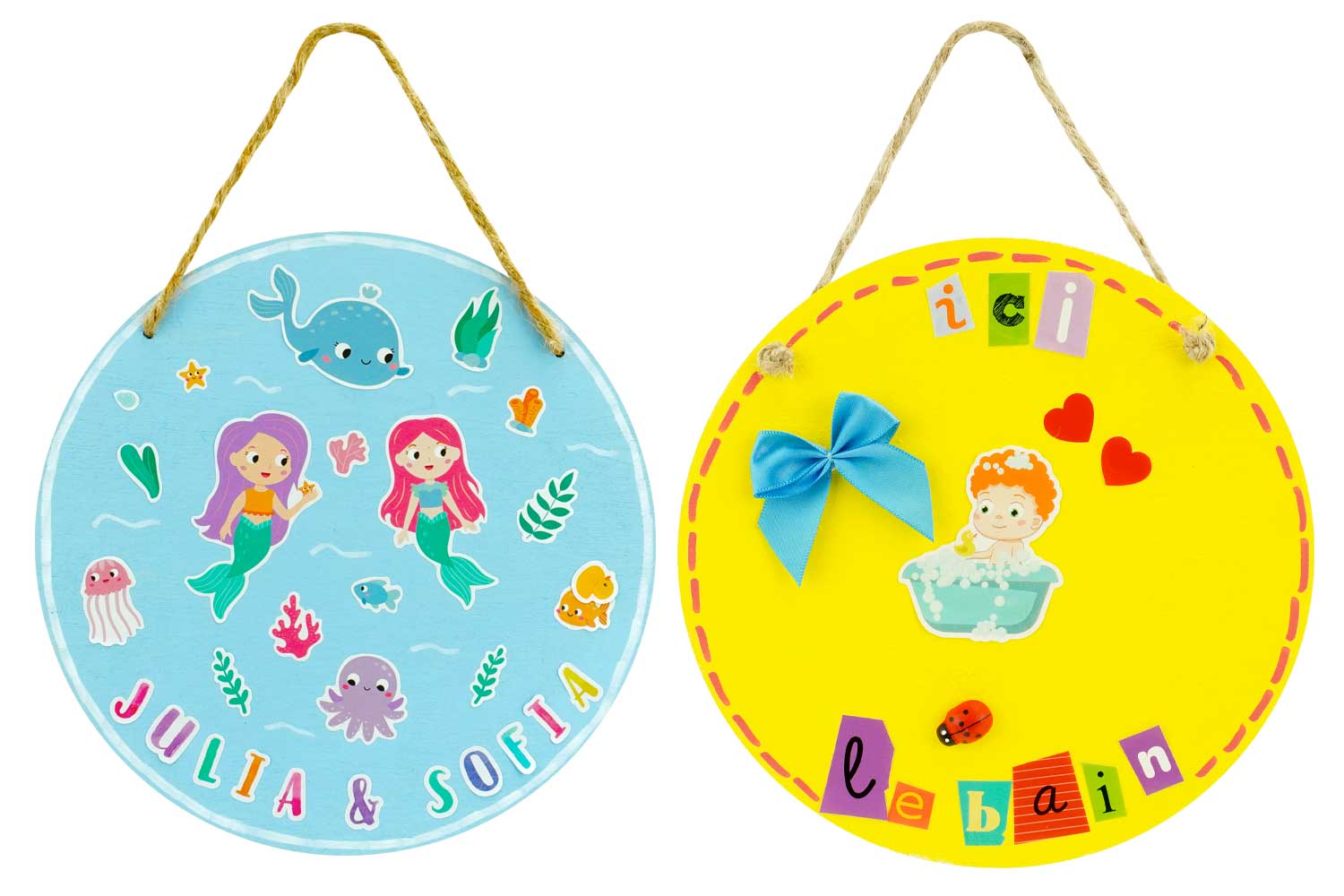 Plaque de porte ronde en bois à suspendre - Plaque de porte