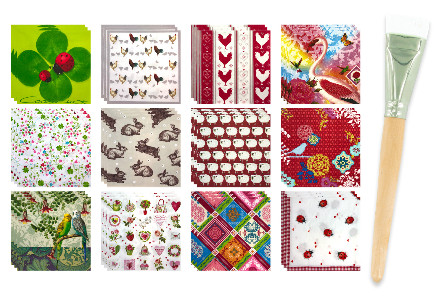 Serviettes en papier - Méga pack de 36 - Papiers à motifs - 10 Doigts