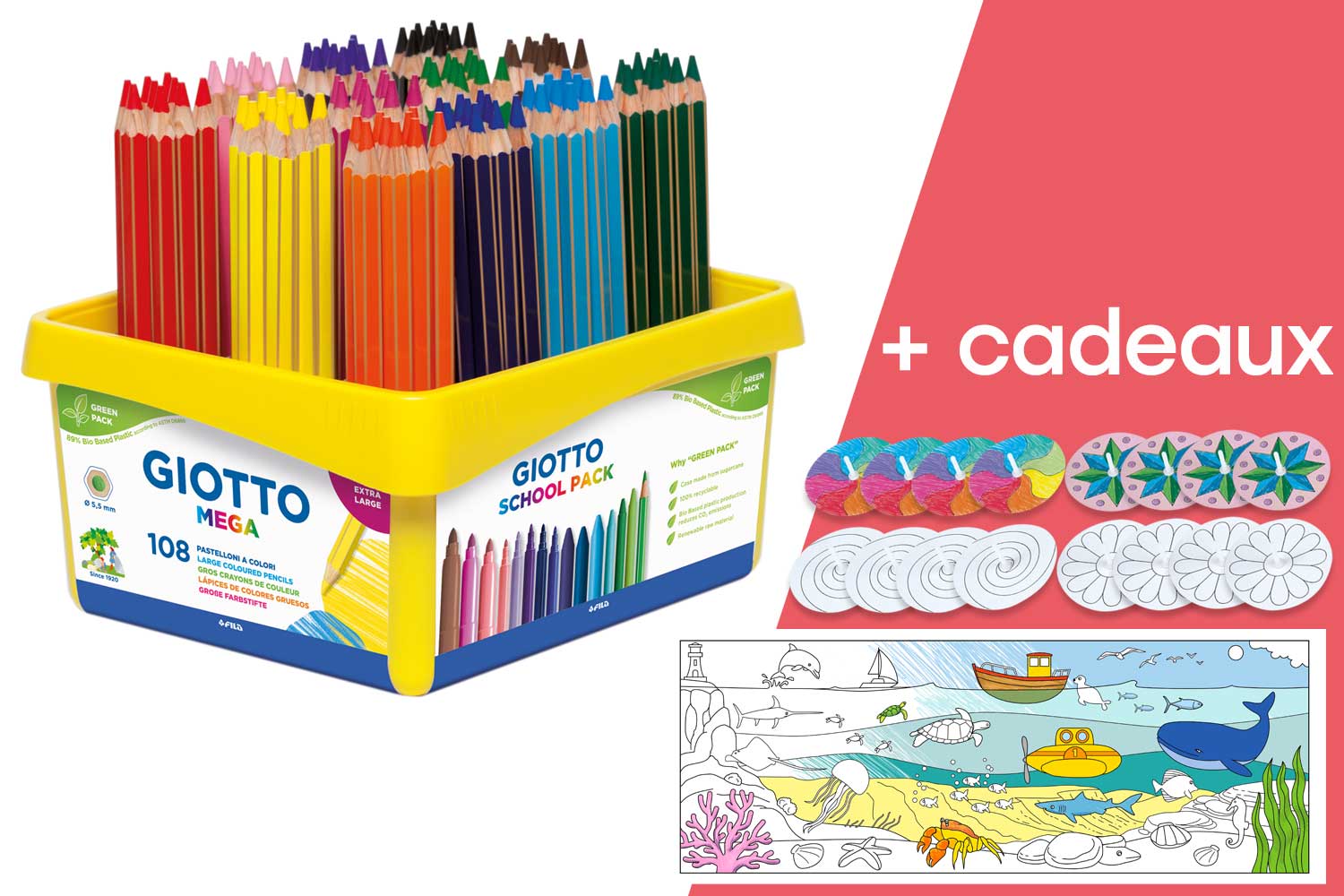 Crayons de couleur GIOTTO Méga - Taille maxi - Crayons de couleurs - 10 ...