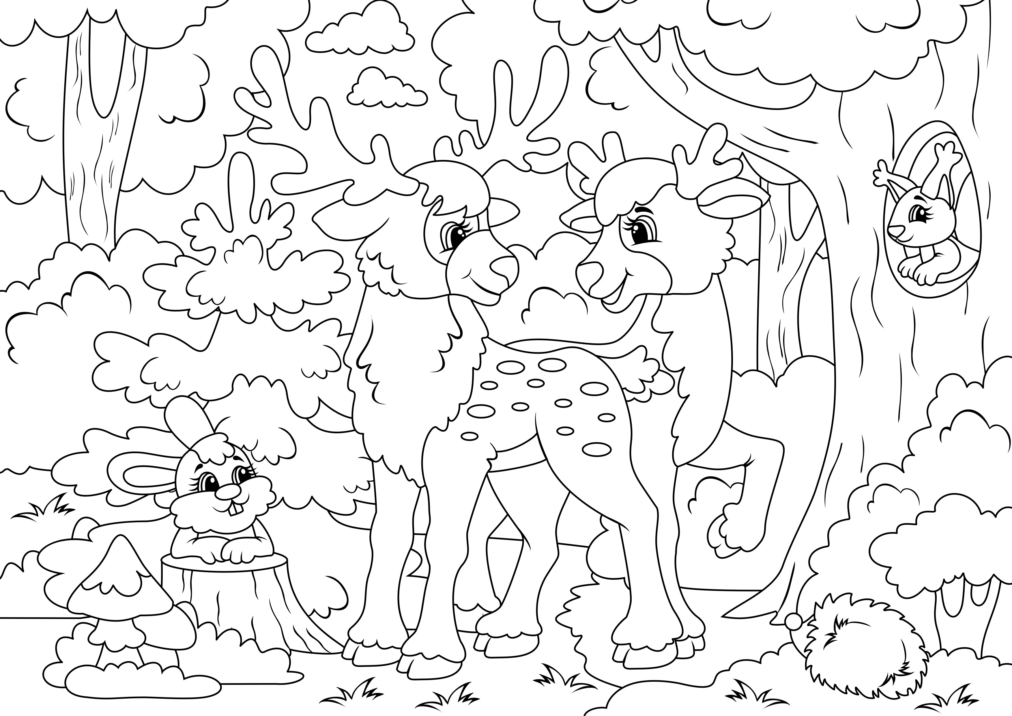 Coloriage à imprimer - Coloriages animaux : Animaux-foret12 - 10 Doigts