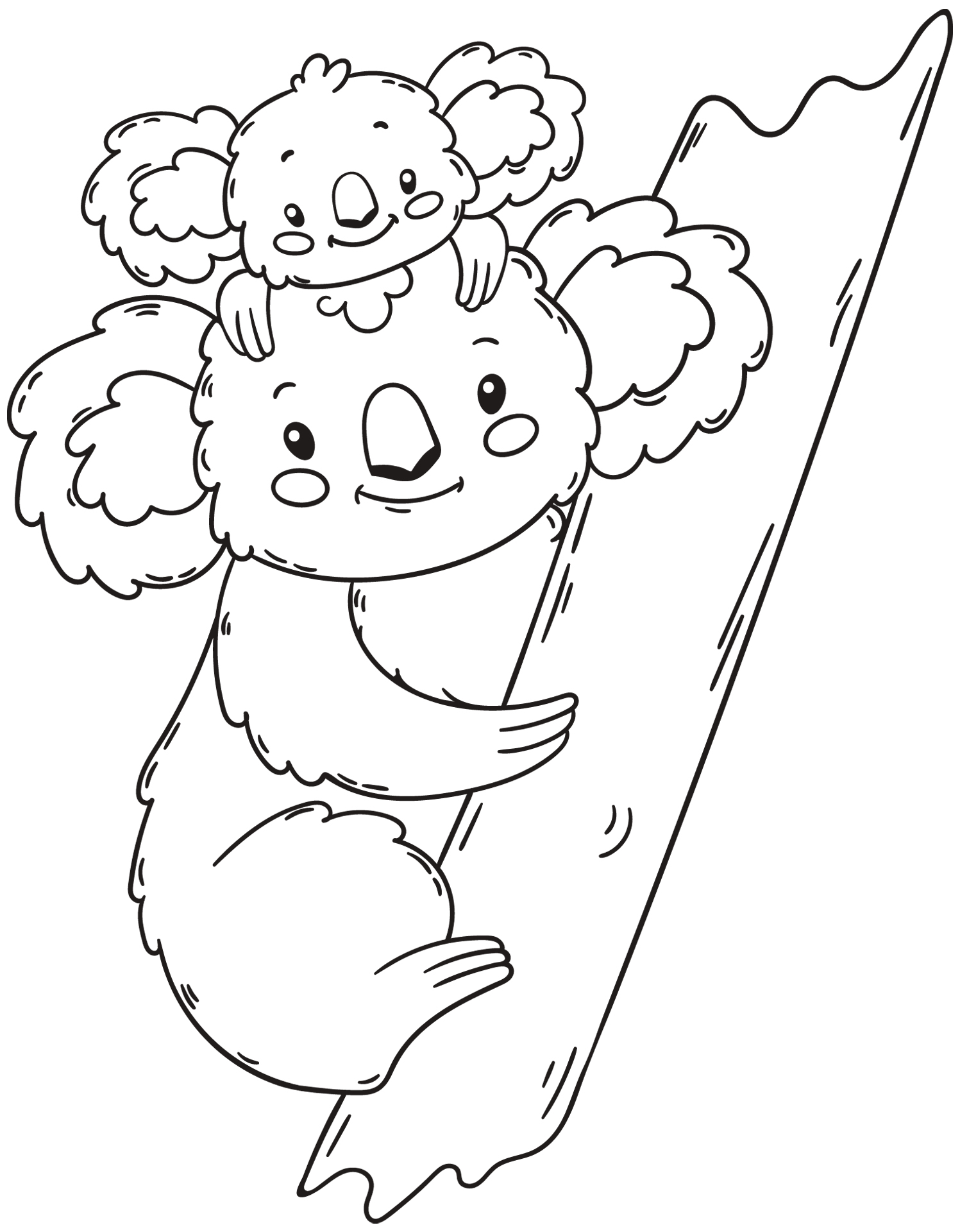 Coloriage à imprimer - Coloriages animaux : Koala 02 - 10 Doigts
