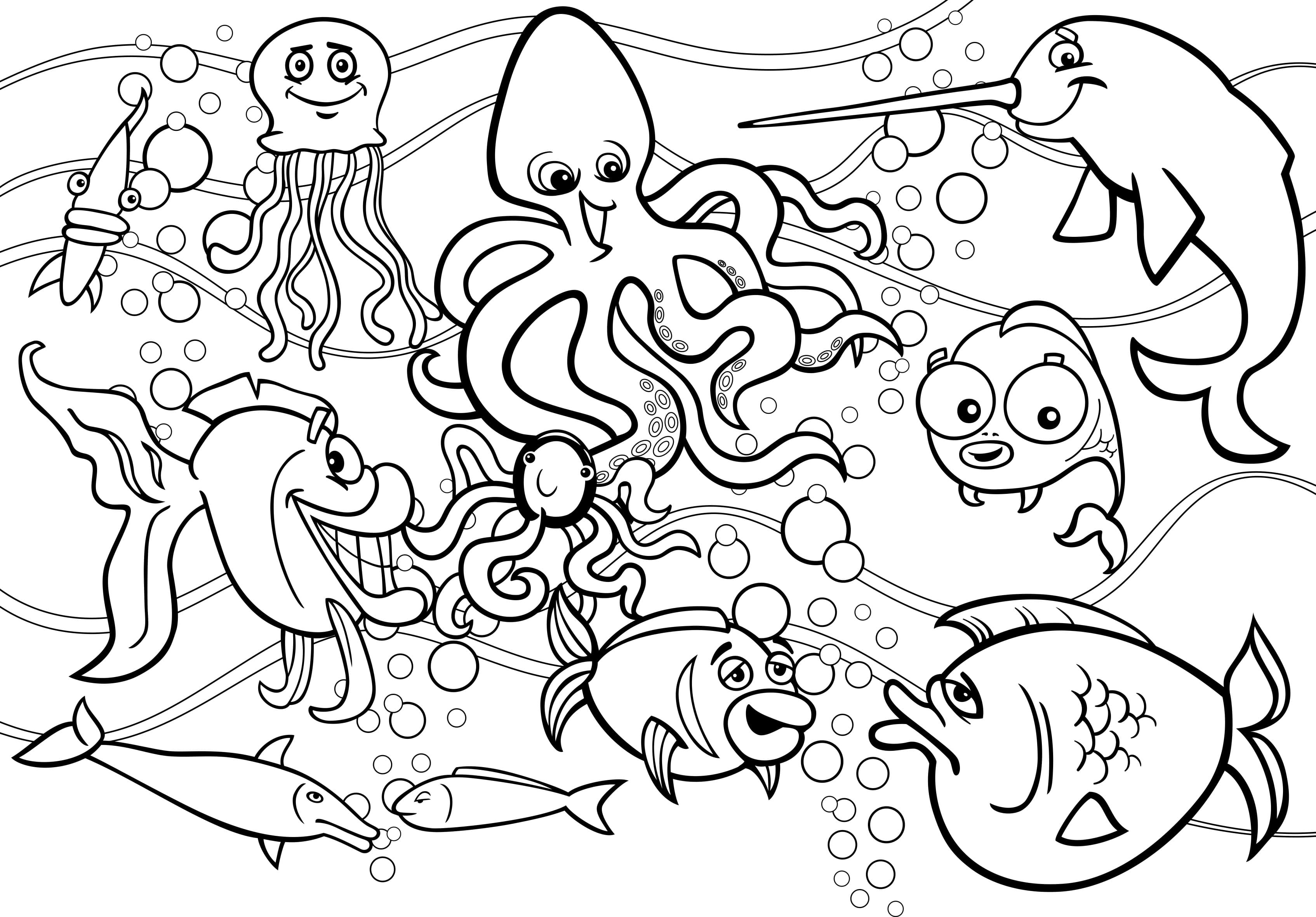 Coloriage à imprimer - Coloriages animaux : Animaux-marins1 - 10 Doigts