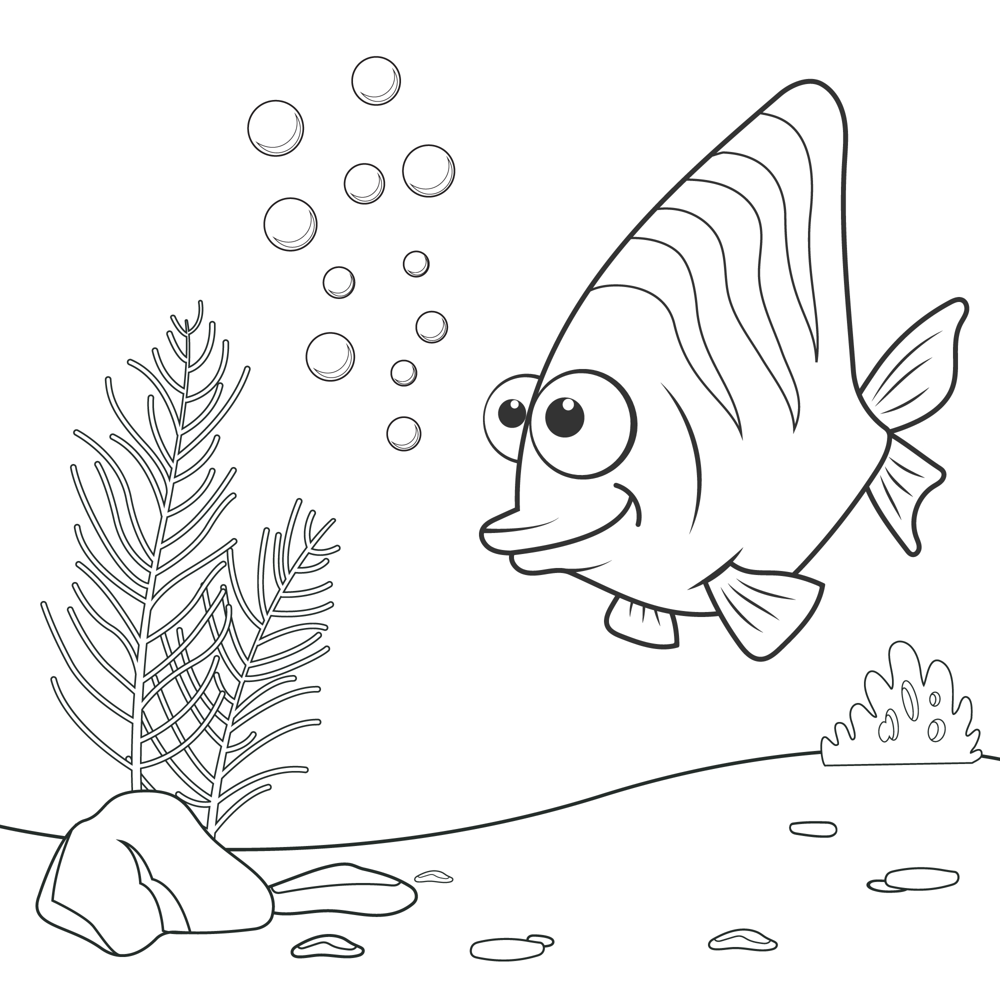 Coloriage à imprimer - Coloriages animaux : Poisson 36 - 10 Doigts