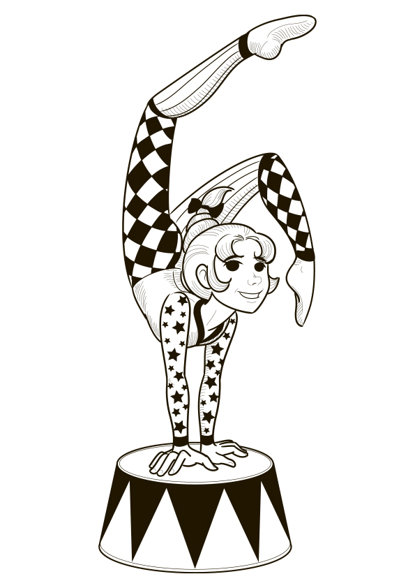 Coloriage à imprimer - Coloriages cirque : Cirque équilibriste - 10 Doigts