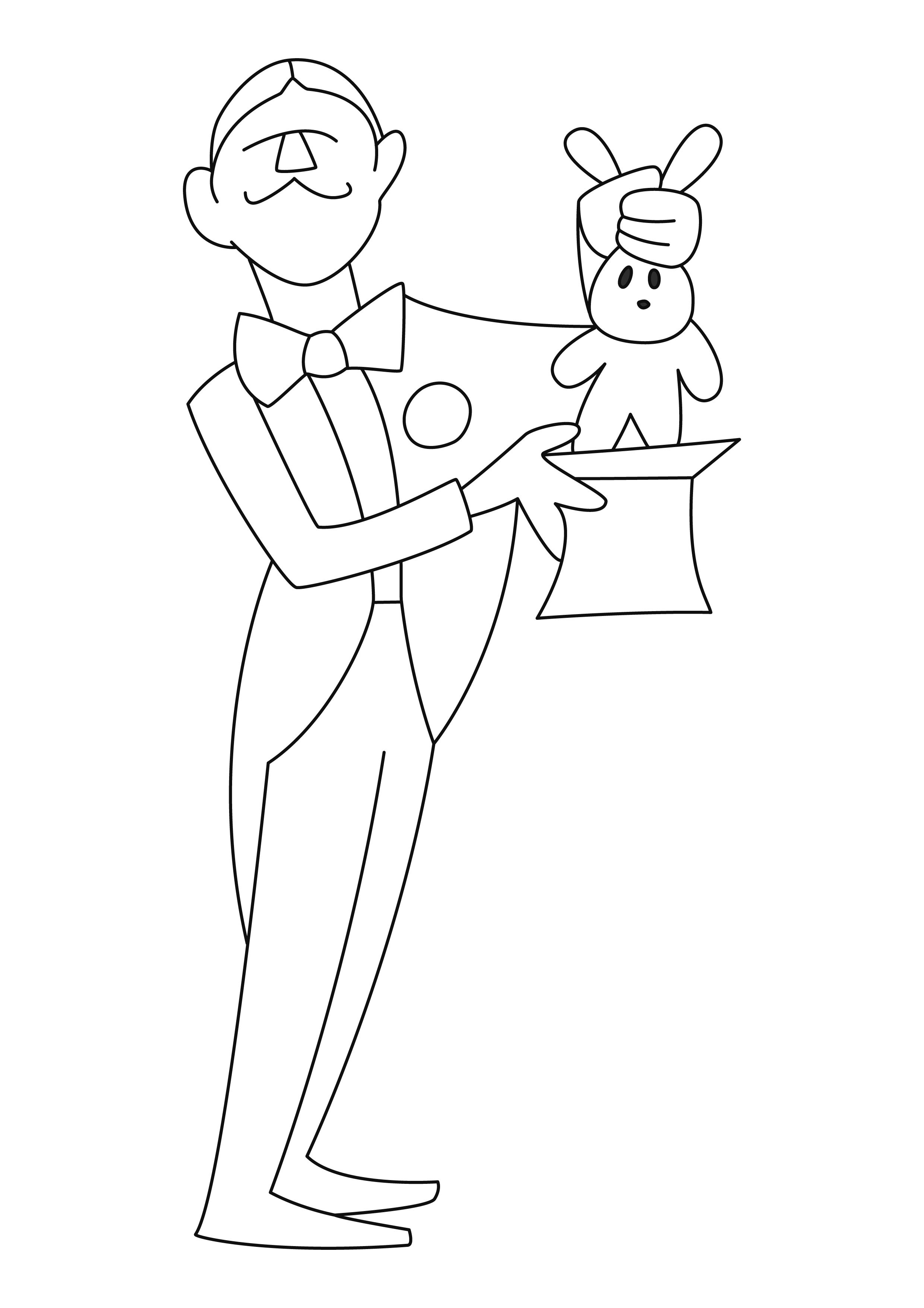 Coloriage à imprimer - Coloriages cirque : Magicien 02 - 10 Doigts