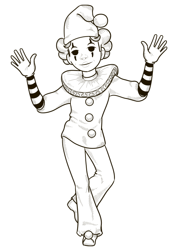 Coloriage à imprimer - Coloriages cirque : pierrot - 10 Doigts