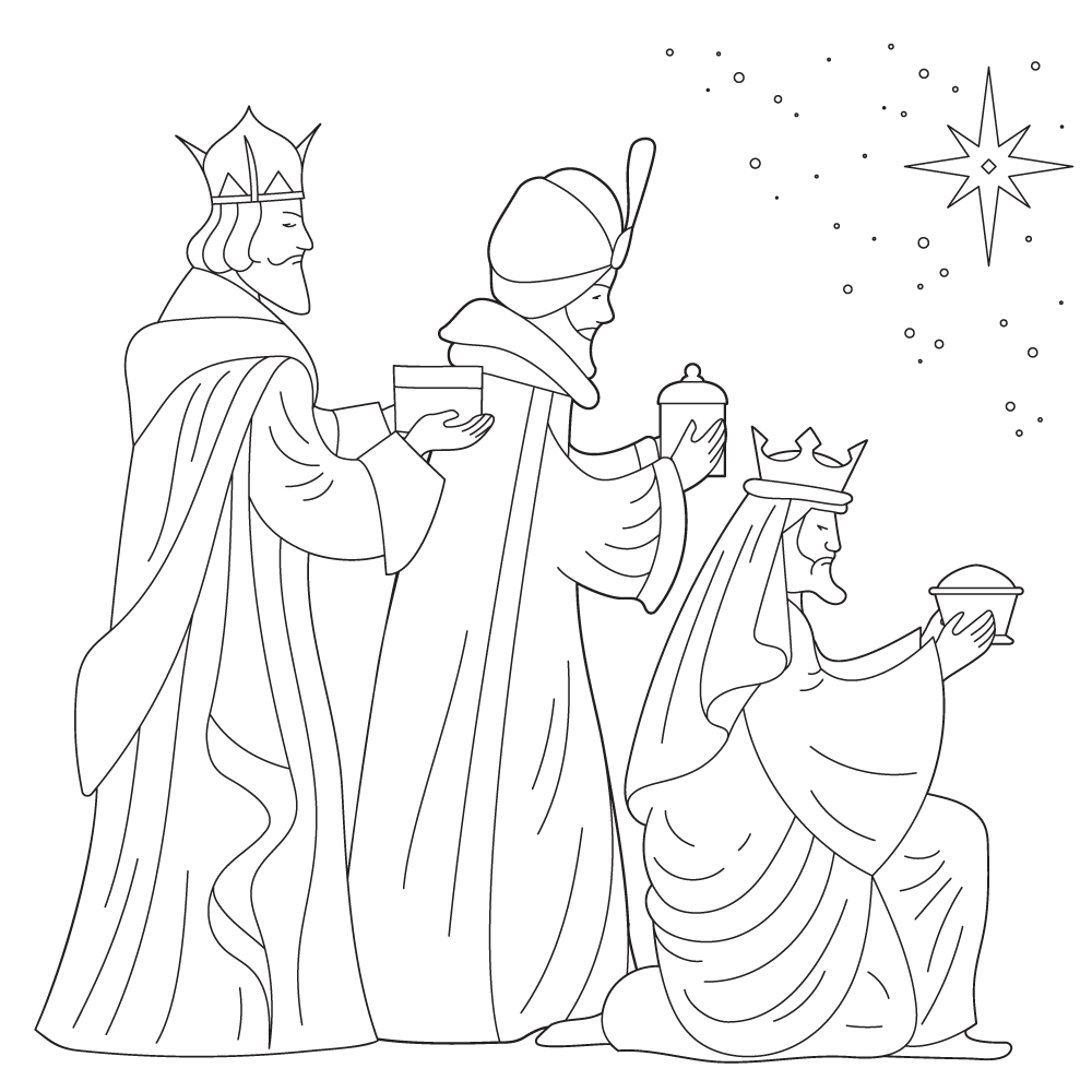 Coloriage à imprimer - Coloriages fêtes : Rois-mages-01 - 10 Doigts