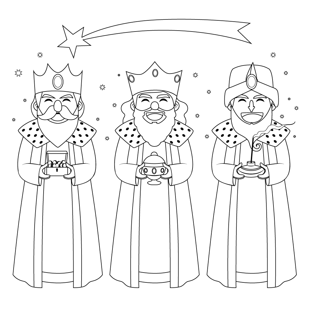 Coloriage à imprimer - Coloriages fêtes : Rois-mages-3 - 10 Doigts