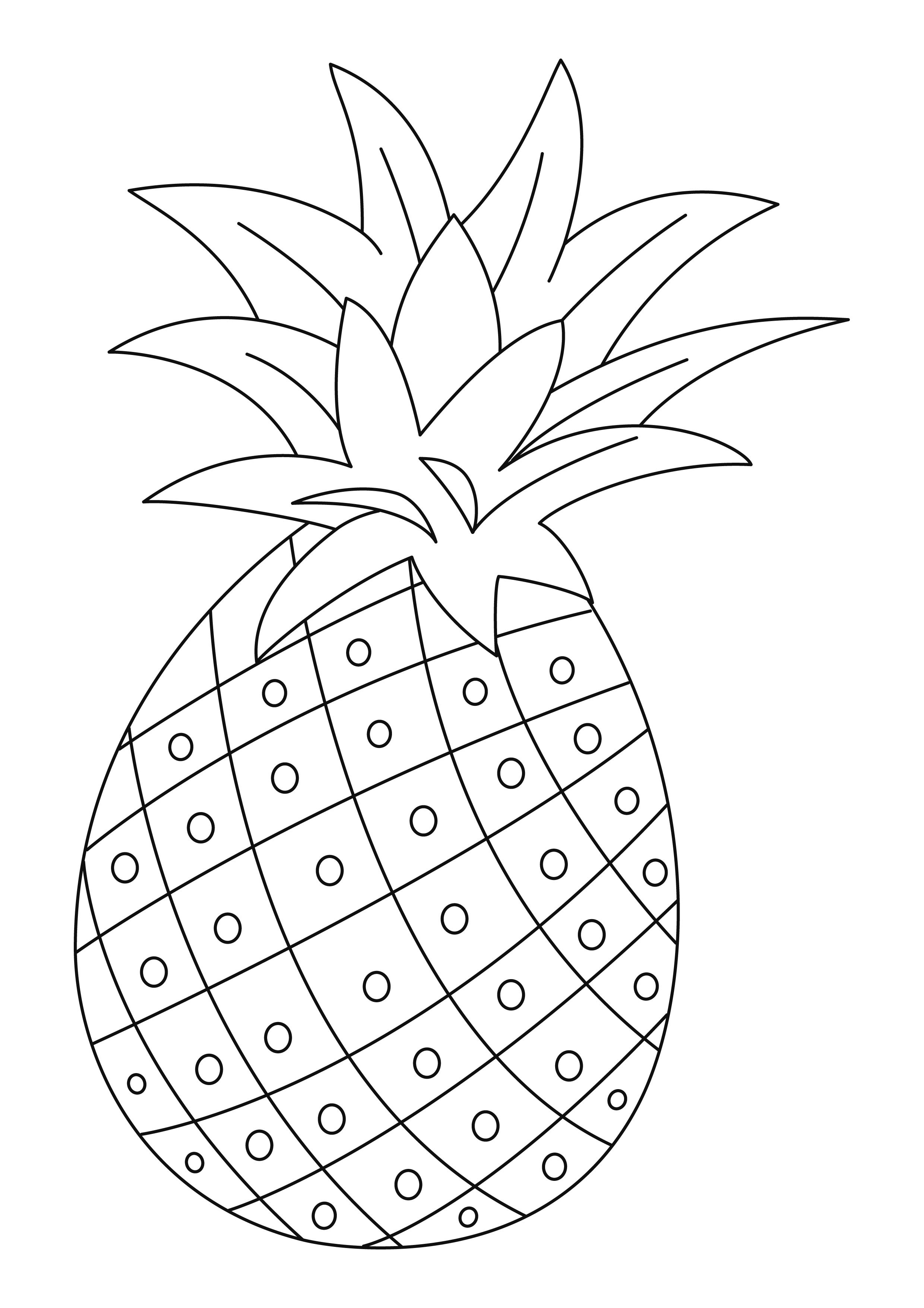Coloriage à imprimer - Coloriages fleurs, fruits et légumes : Ananas 01 ...