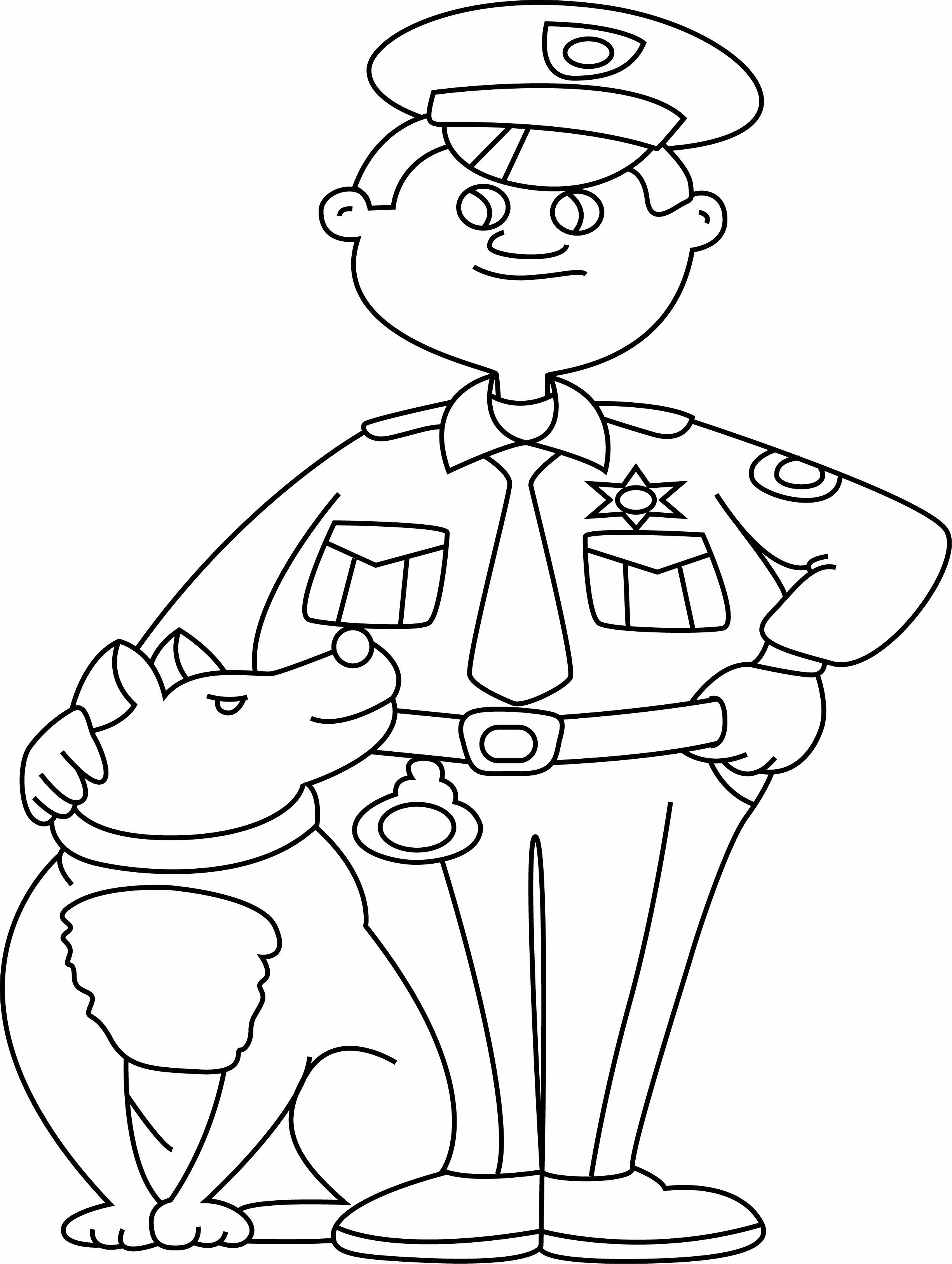 Coloriage à imprimer : - Coloriages métier : Policier 01 - 10doigts