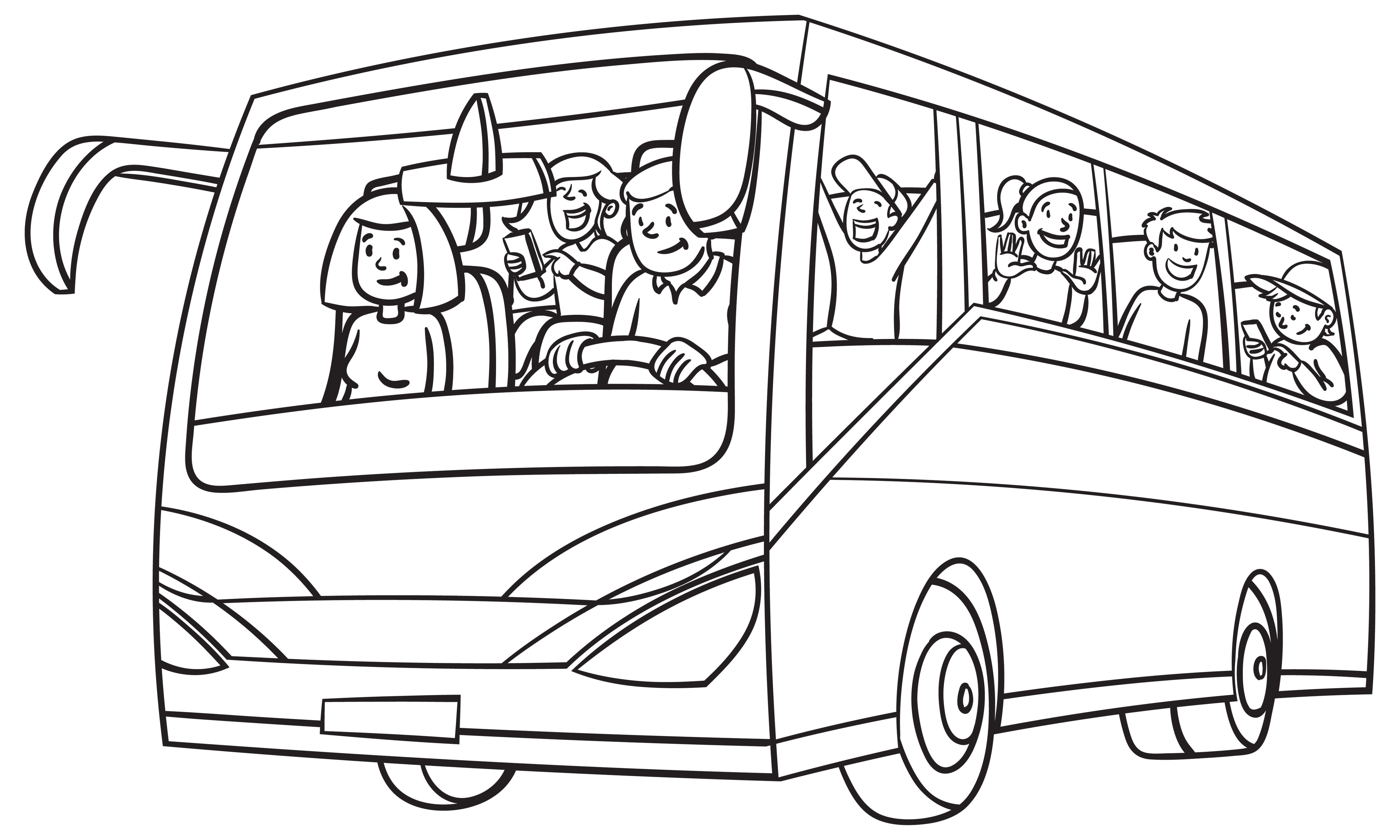 Coloriage à imprimer - Coloriages véhicule : Bus 05 - 10 Doigts