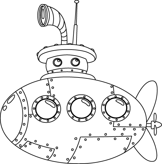 Coloriage à imprimer - Coloriages véhicule : Sous marin 01 - 10 Doigts