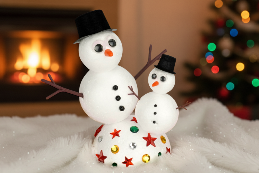 La famille de bonhommes de neige - Activités manuelles personnages de Noël