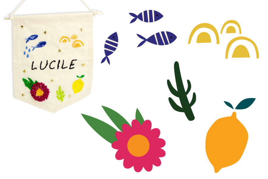 Fanion brodé en Punch Needle - Activités manuelles objets décorés