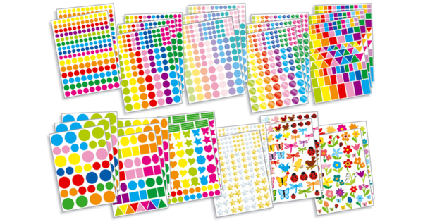 Maxi lot gommettes formes et couleurs - 2509 pcs - Gommettes formes ...