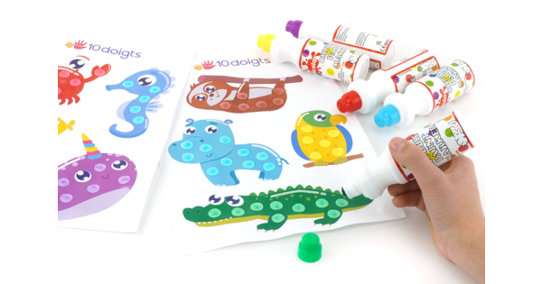 Animaux à tamponner - jeu des couleurs - Activités manuelles moins de 3 ans