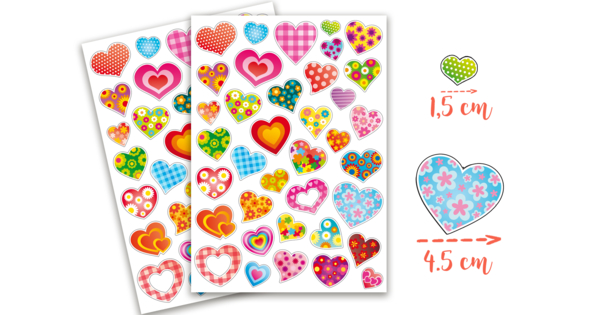 Gommettes coeurs fantaisie - 74 pcs - Gommettes coeurs - 10 Doigts