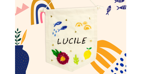 Fanion brodé en Punch Needle - Activités manuelles objets décorés