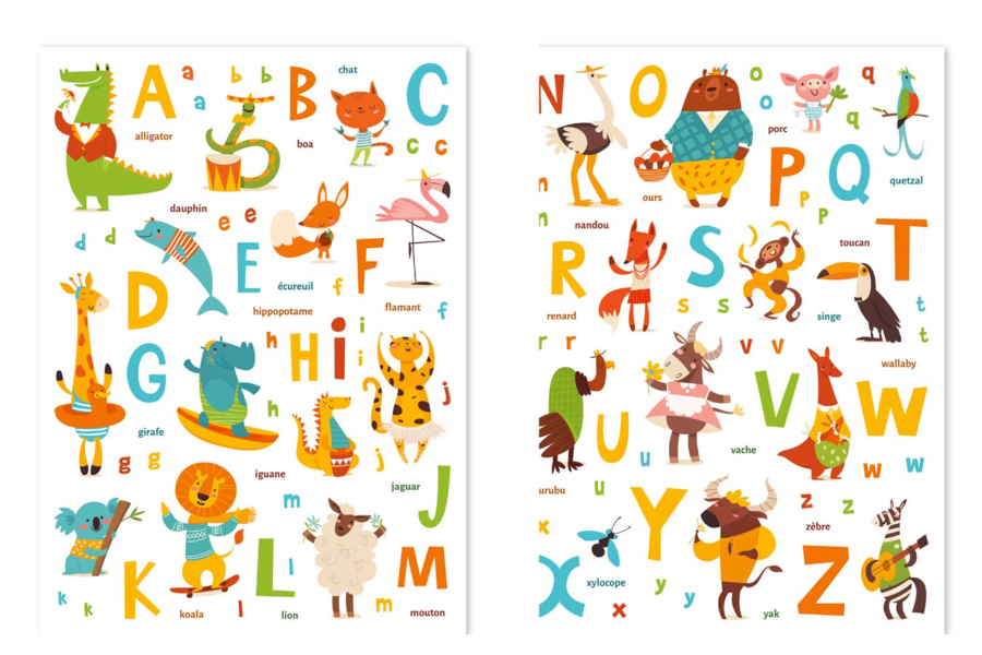 Gommettes abécédaire animaux - 130 pcs - Gommettes Pédagogiques